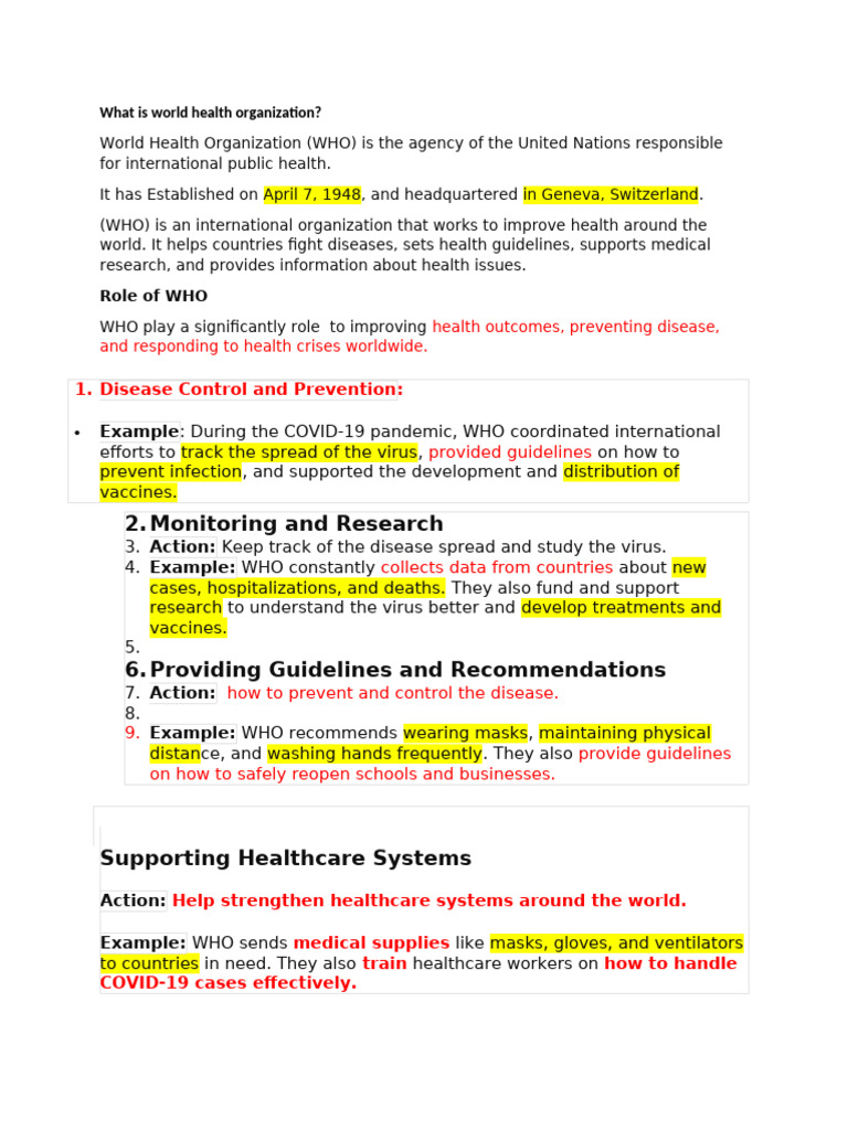 Understanding the World Health Organization | PDF | World Health ...