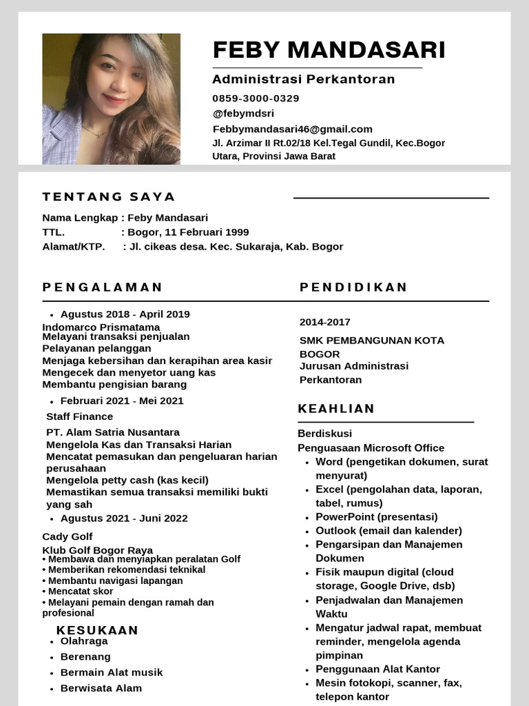 Profil dan Keahlian Feby Mandasari | PDF