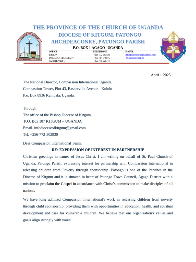 Expression of Interest in Partnership | PDF | Diocese | Parish
