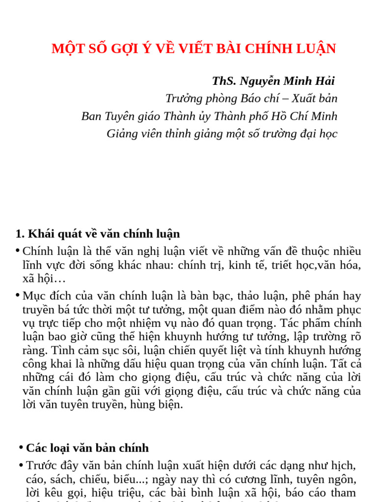 Bài Giảng Viet Bai Chinh Luan | PDF