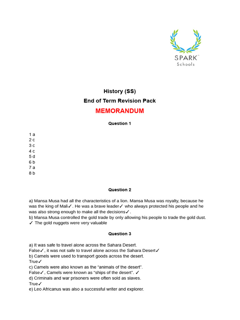 Mansa Musa and Slave Trade Revision Guide | PDF | Slavery | Atlantic ...