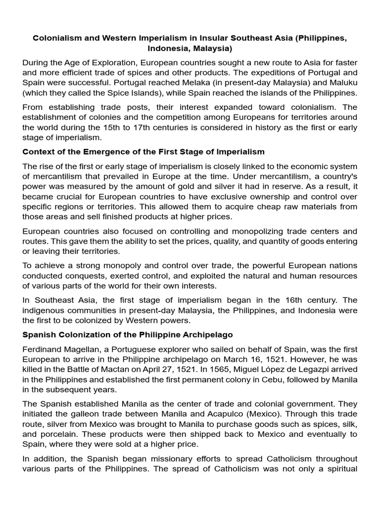 Colonialism and Western Imperialism in Insular Southeast Asia | PDF ...