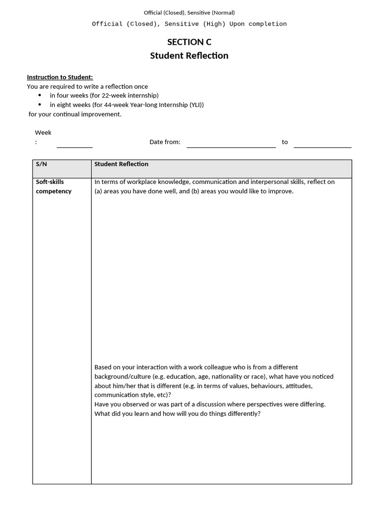 Section C Student Reflection Updated2ndMay2023 | PDF