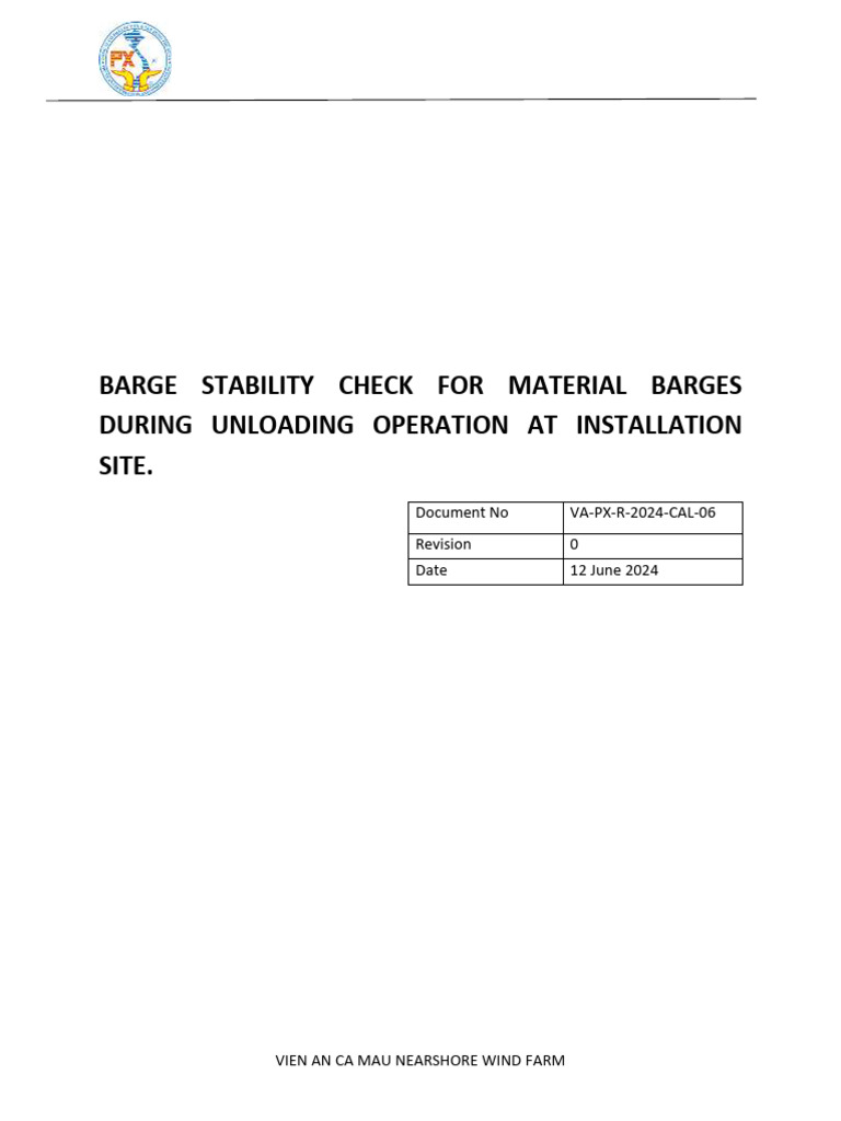 VA-PX-R-CAL-06 - Barge Stability Check For Material Barges During Unloading at VACM | PDF