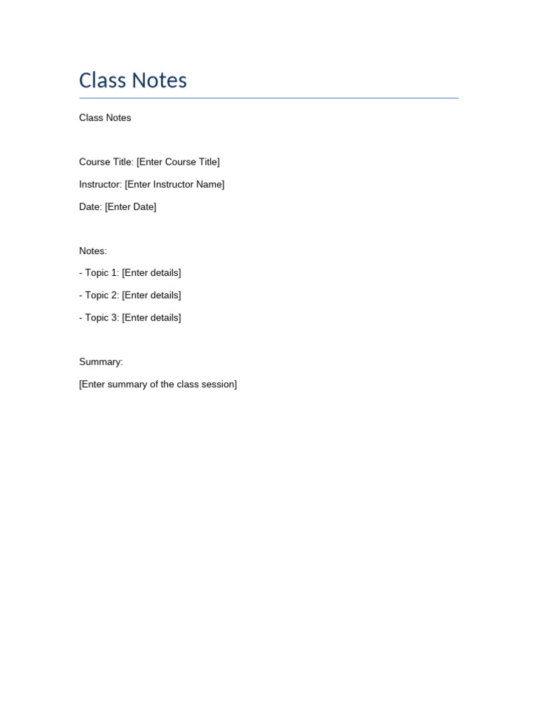 Class Notes | PDF