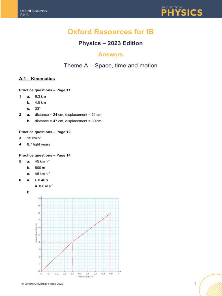 IB Physics Answers ThemeA | PDF | Force | Motion (Physics)