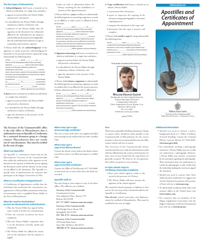 Apostille and Certification Information | PDF | Notary Public | Signature