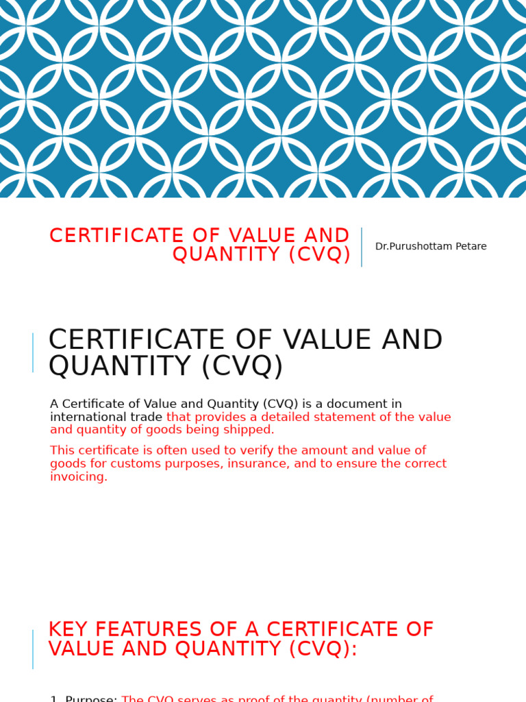 Understanding the CVQ Certificate | PDF | Customs | Trade