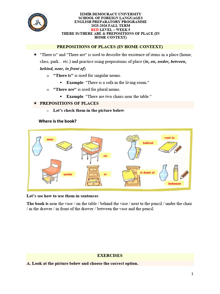 Home Context: There Is/Are & Prepositions | PDF | Linguistics ...