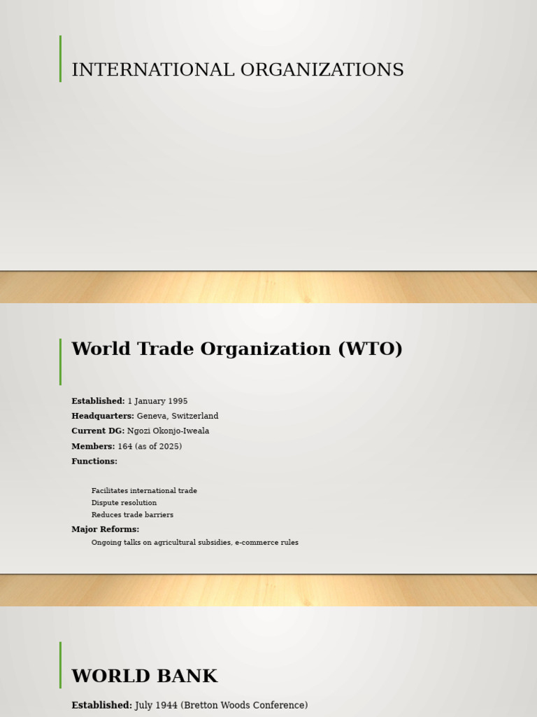 Overview of Key International Organizations | PDF | International ...