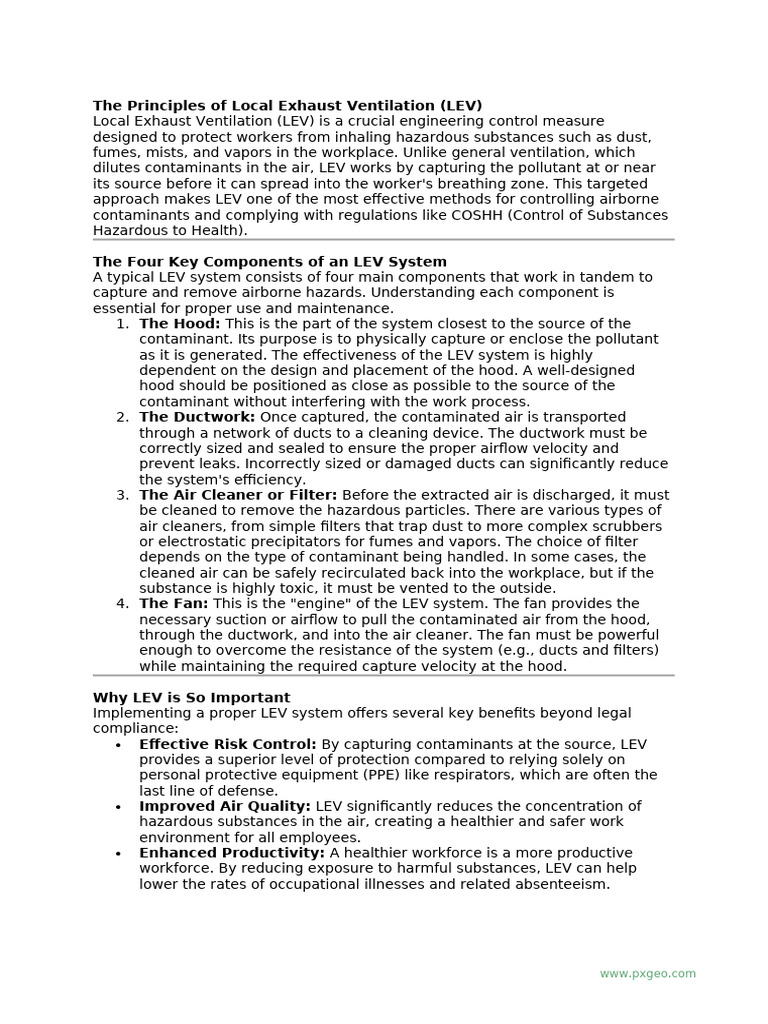 Components of Local Exhaust Ventilation | PDF | Duct (Flow) | Working ...