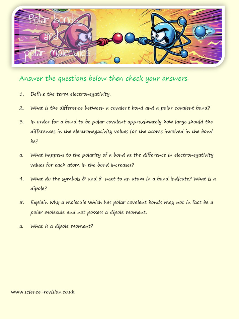 A - Level - Electronegativity and Polar Bonds | PDF | Chemical Polarity ...