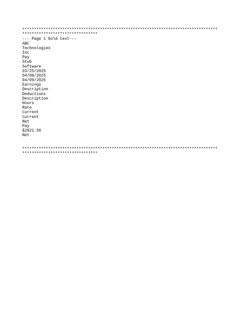 2 Sample Pay Stub Bold Text | PDF
