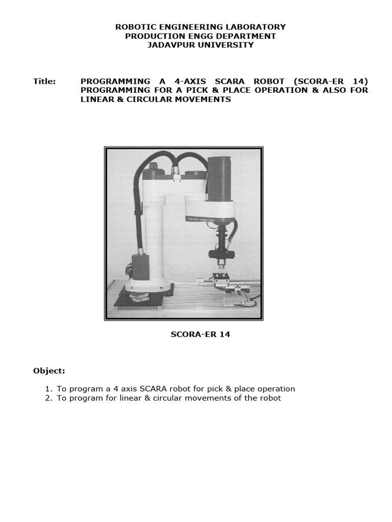 4-Axis SCARA Robot (LabSheet) | PDF