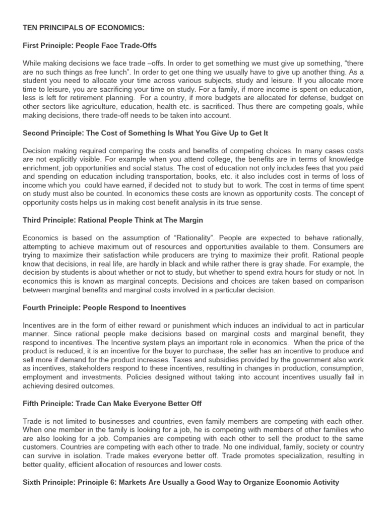 Key Economic Principles Explained | PDF | Inflation | Market (Economics)