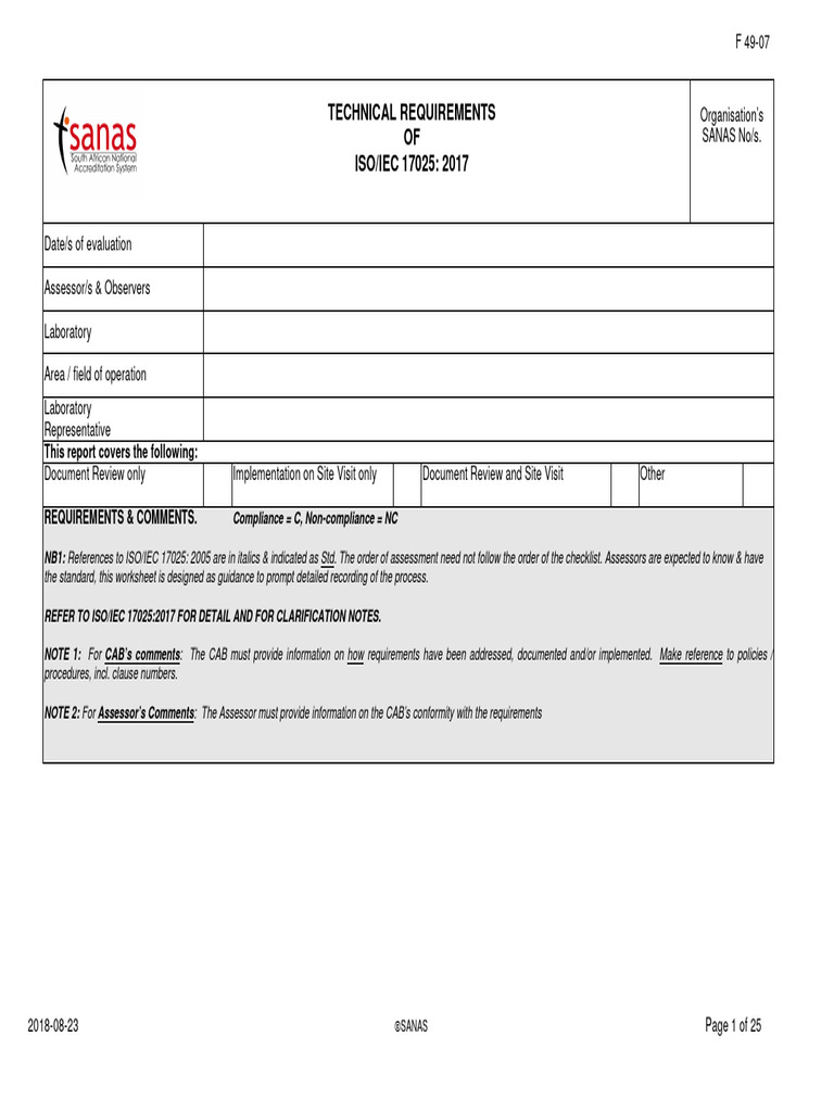 Technical Requirements OF ISO/IEC 17025: 2017: This Report Covers The ...