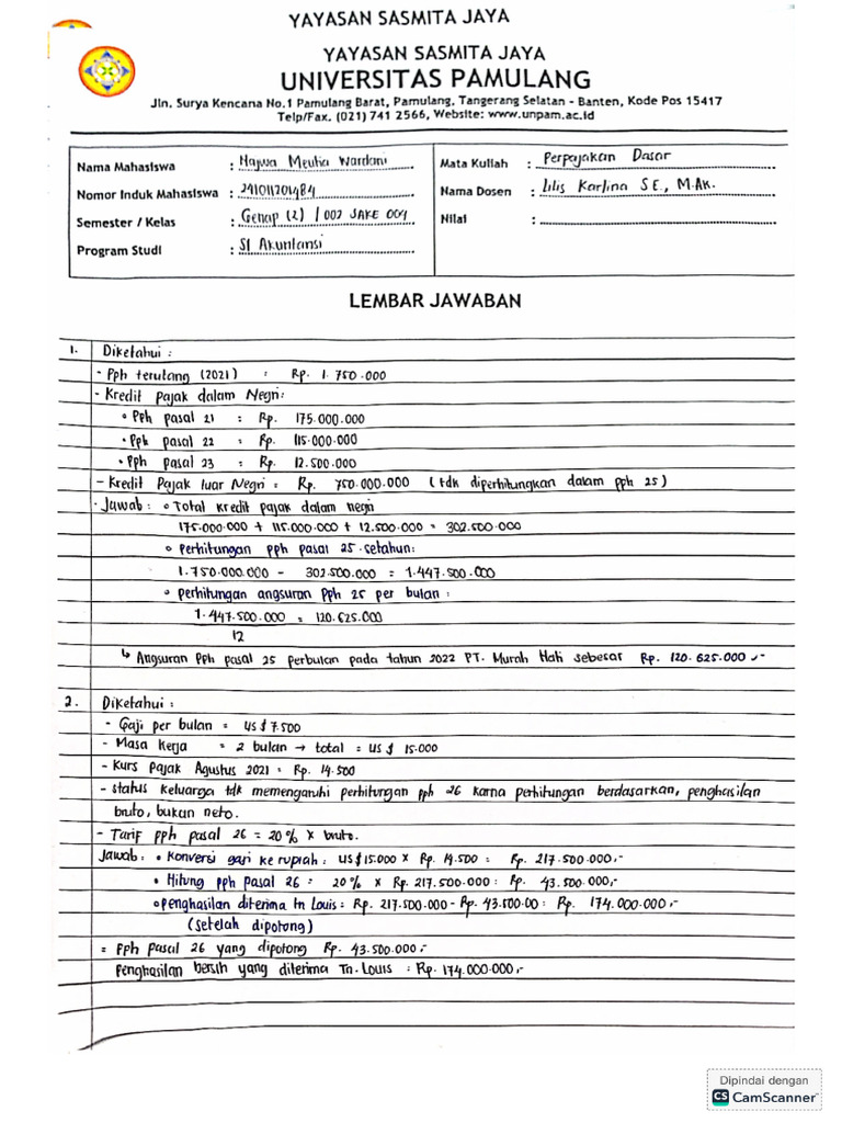 UAS - Perpajakan Dasar | PDF