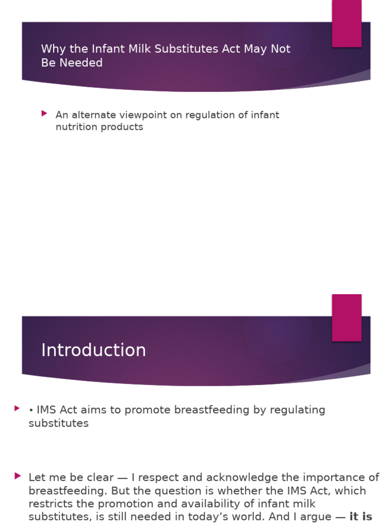 Why IMS Act May Not Be Needed Presentation-1 | PDF | Breastfeeding ...