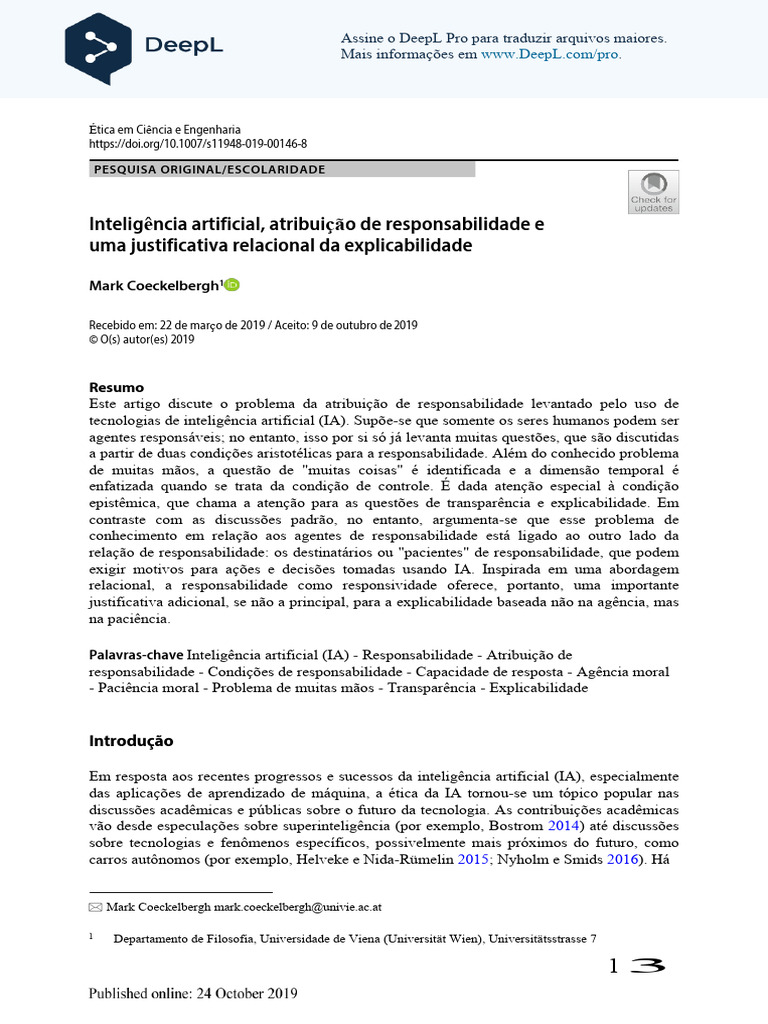 Responsabilidade e IA: Ética Relacional | PDF | Inteligência artificial ...