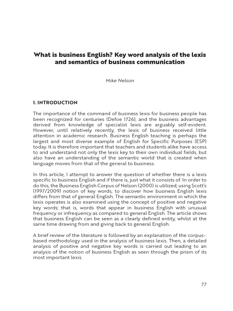 What Is Business English Key Word Analys | PDF | Adjective | Word