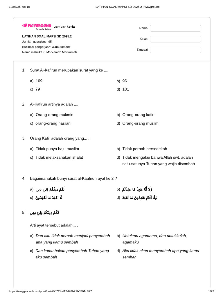 Latihan Soal MAPSI SD 2025 | PDF