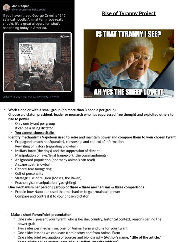 Rise of Tyranny Project - Animal Farm | PDF