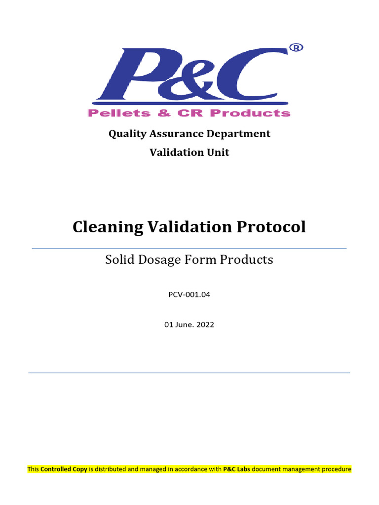 Cleaning Validation Protocol 2022 | PDF | Tablet (Pharmacy ...