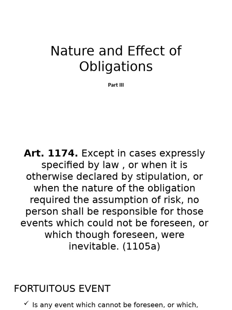 Understanding Fortuitous Events in Obligations | PDF | Interest | Debt