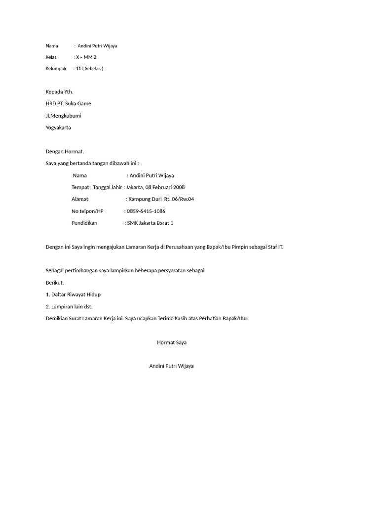 Nama: Andini Putri Wijaya Kelas: X - MM 2 Kelompok: 11 (Sebelas) | PDF