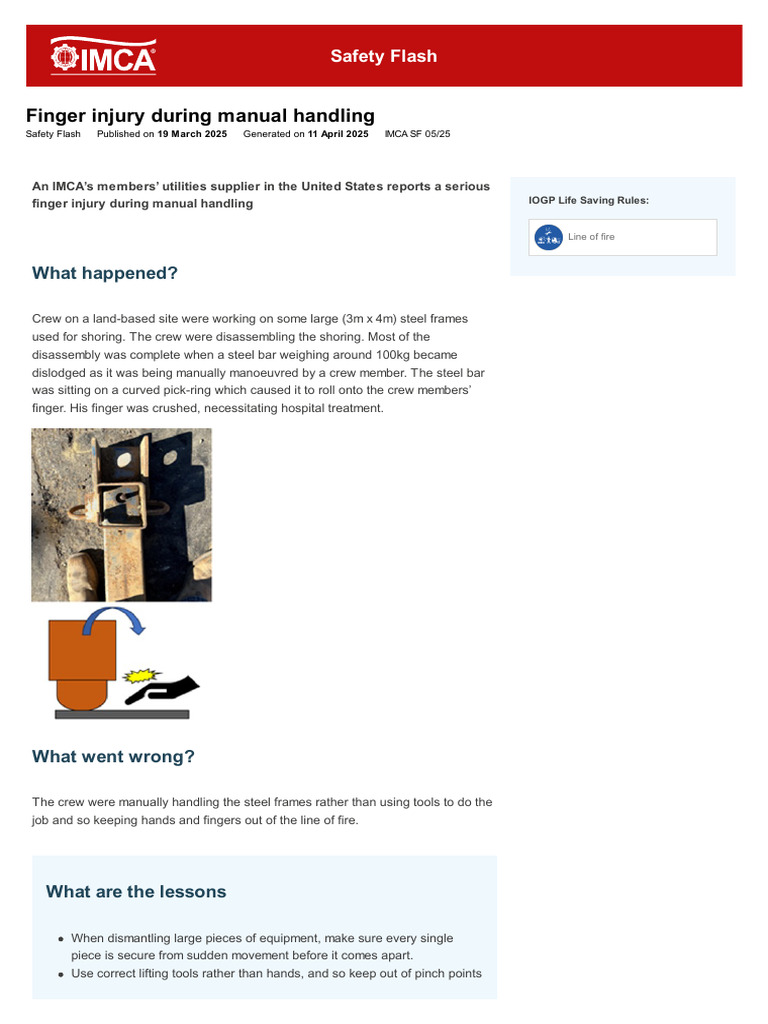 Finger Injury During Manual Lifting | PDF