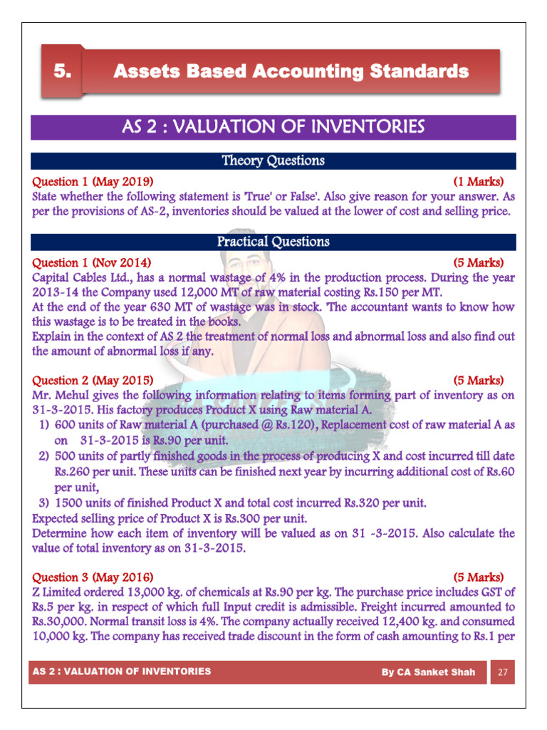 AS 2 Inventory Valuation Guide | PDF | Inventory | Depreciation