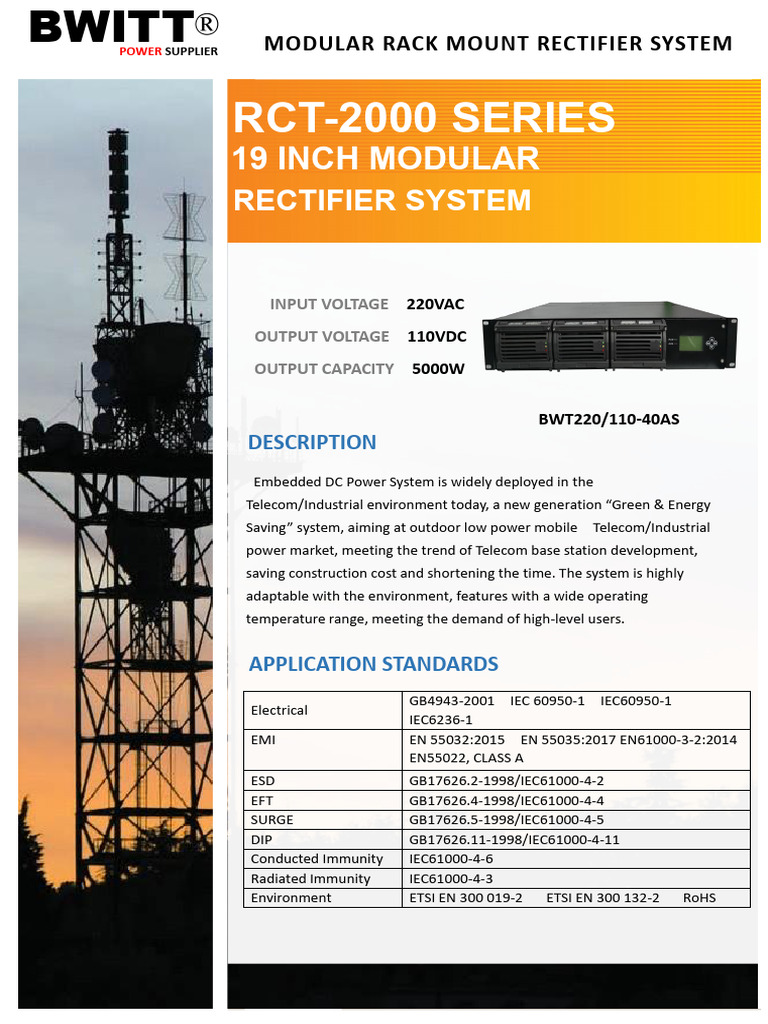 110Vdc 40A Rectifier System Brochures | PDF | Rectifier | Alternating ...