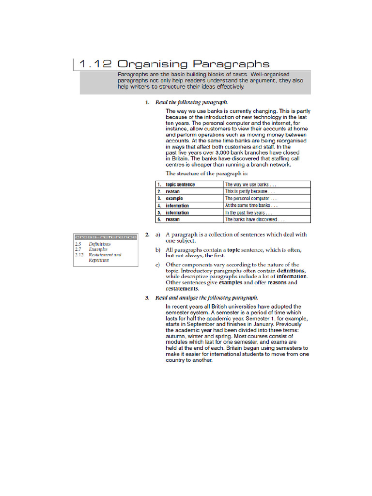 Exercises Organizing A Paragraph + Answer Key-1 | PDF