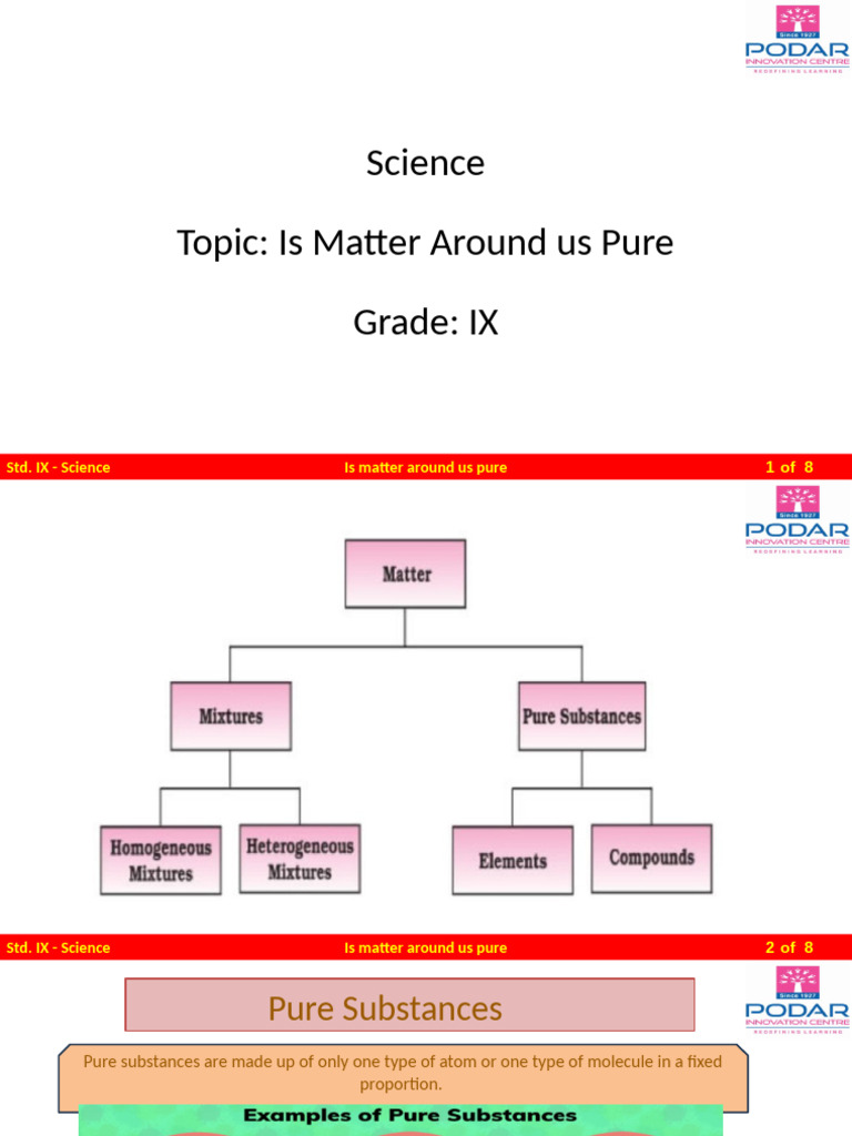 Understanding Pure Substances in Science | PDF | Mixture | Chemical ...