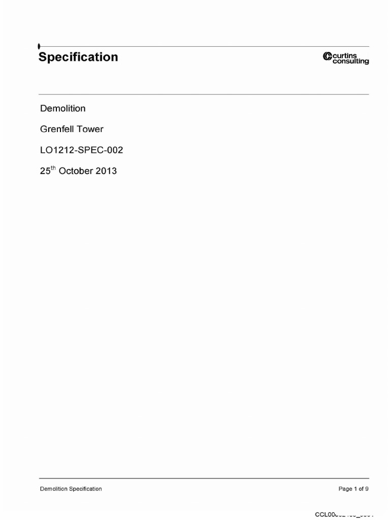 Grenfell Tower Demolition Specification | PDF | Demolition ...