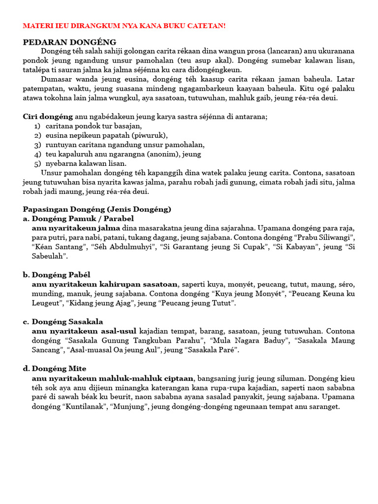 Materi Dongeng Kelas X | PDF