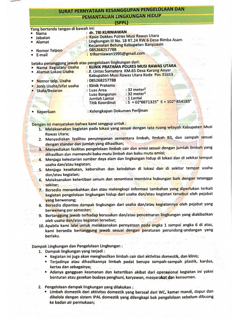 SPPL Klinik Pratama | PDF