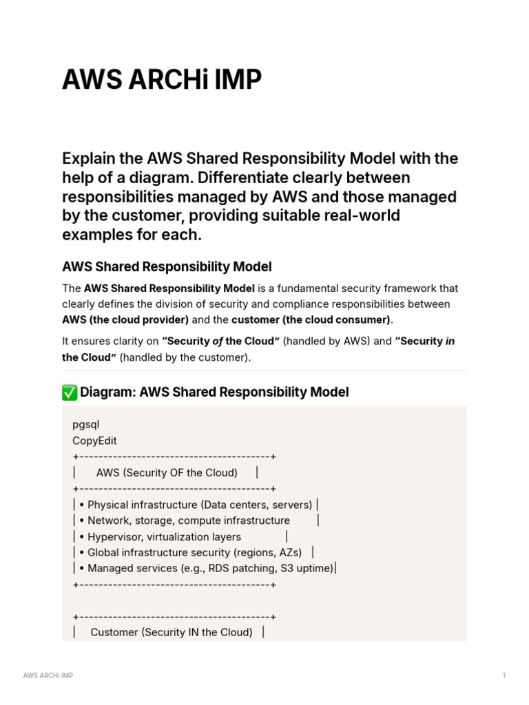 AWS Shared Responsibility Model Explained | PDF | Cloud Computing ...