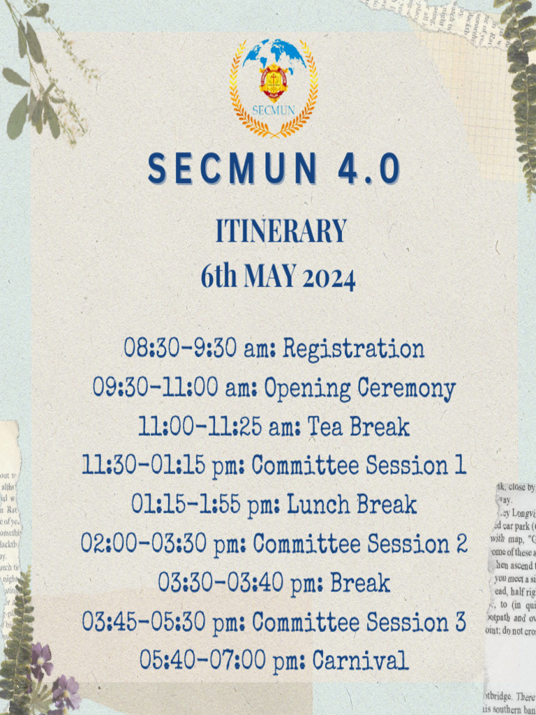 SECmun 4.0 Event Itinerary | PDF