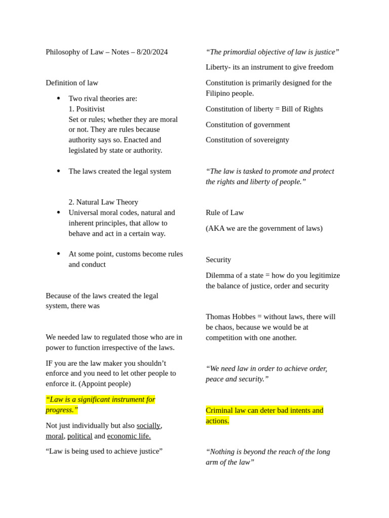 Philosophy of Law Overview | PDF