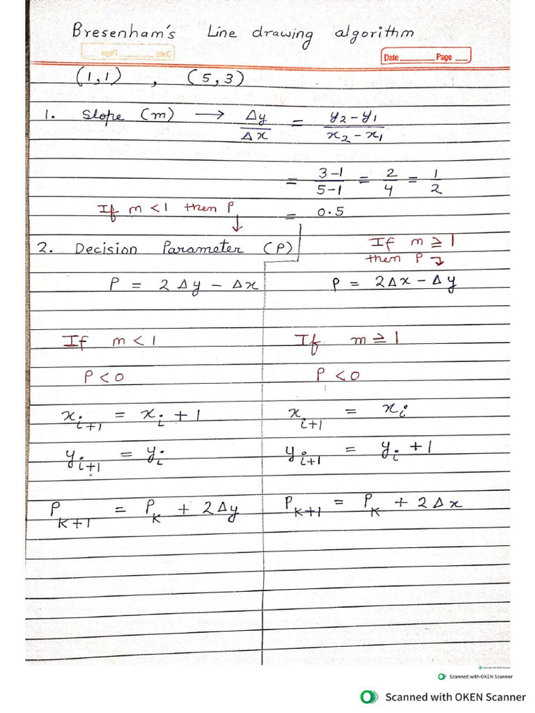 Bresenham's Line Drawing Algorithm | PDF