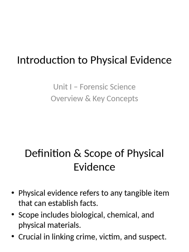Understanding Physical Evidence in Forensics | PDF | Crime Scene ...