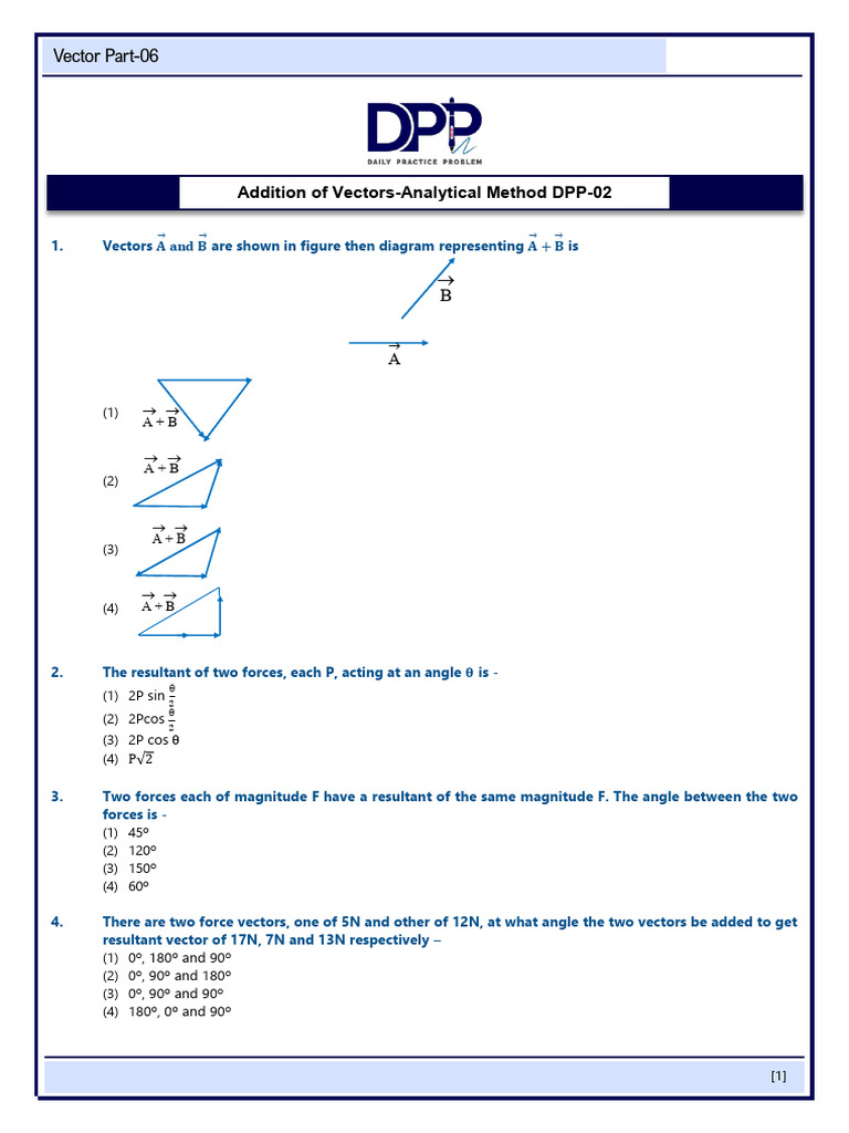 Vector DPP | PDF | Euclidean Vector | Mechanics