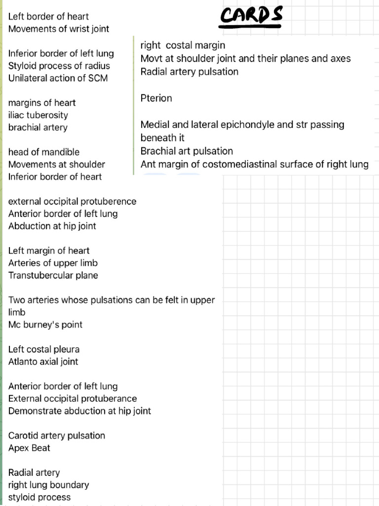 Anatomical Landmarks and Pulse Points | PDF | Musculoskeletal System ...