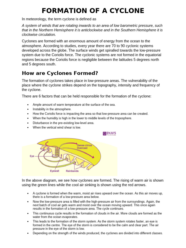 Formation of A Cyclone: How Are Cyclones Formed? | PDF | Cyclone ...