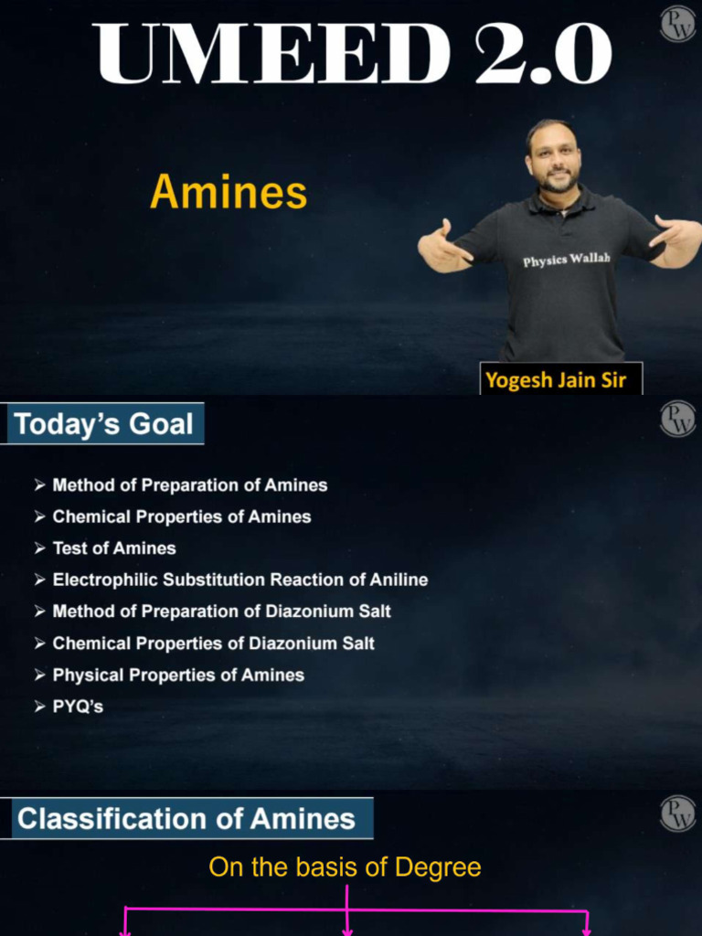 Amines in 1 Shot Class Notes | PDF