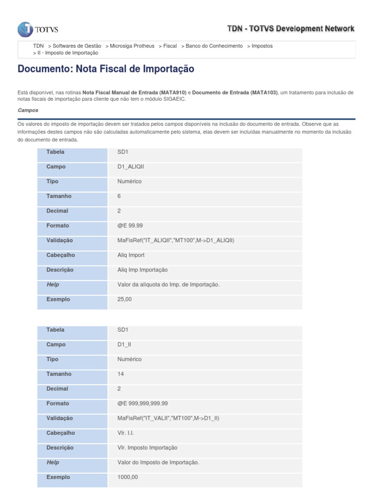 Inclusão de Nota Fiscal de Importação | PDF | Impostos | Business