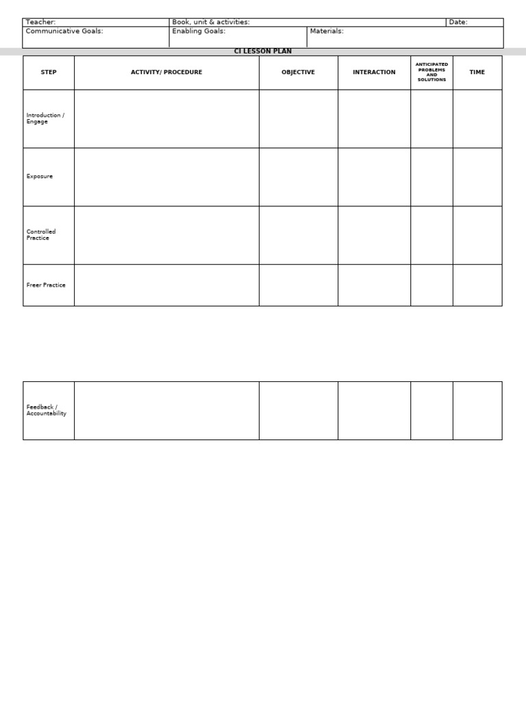 Blank Lesson Plan (MAKE A COPY!) | PDF