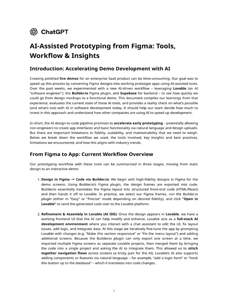 AI-Assisted Prototyping From Figma - Tools, Workflow & Insights | PDF | Artificial Intelligence ...