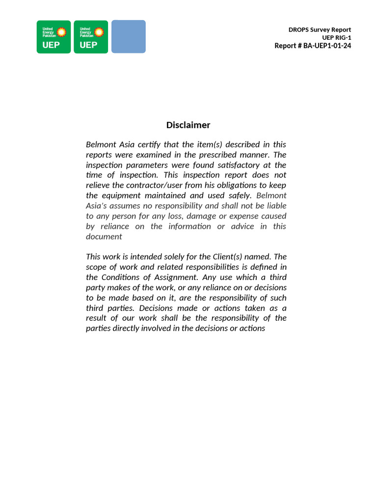 UEP DROP Survey Report A | PDF